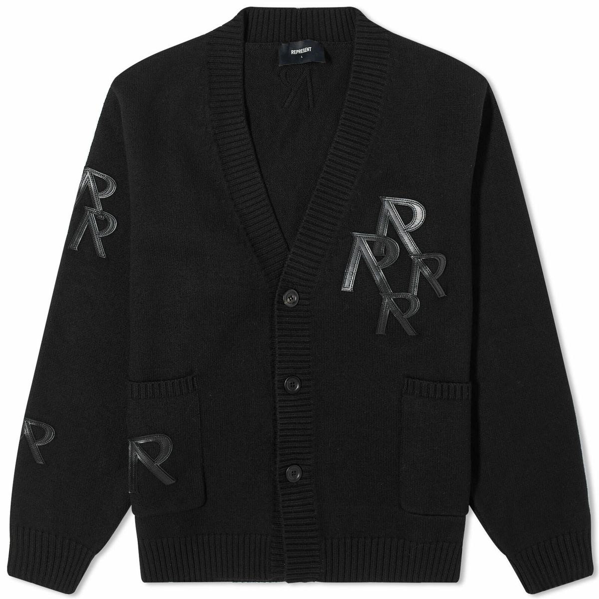 Represent Men's Applique Knit Cardigan in Jet Black Represent