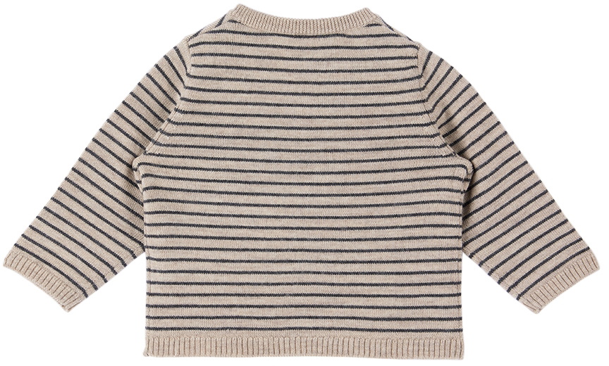 Bonpoint Baby Taupe & Navy Boum Sweater Bonpoint