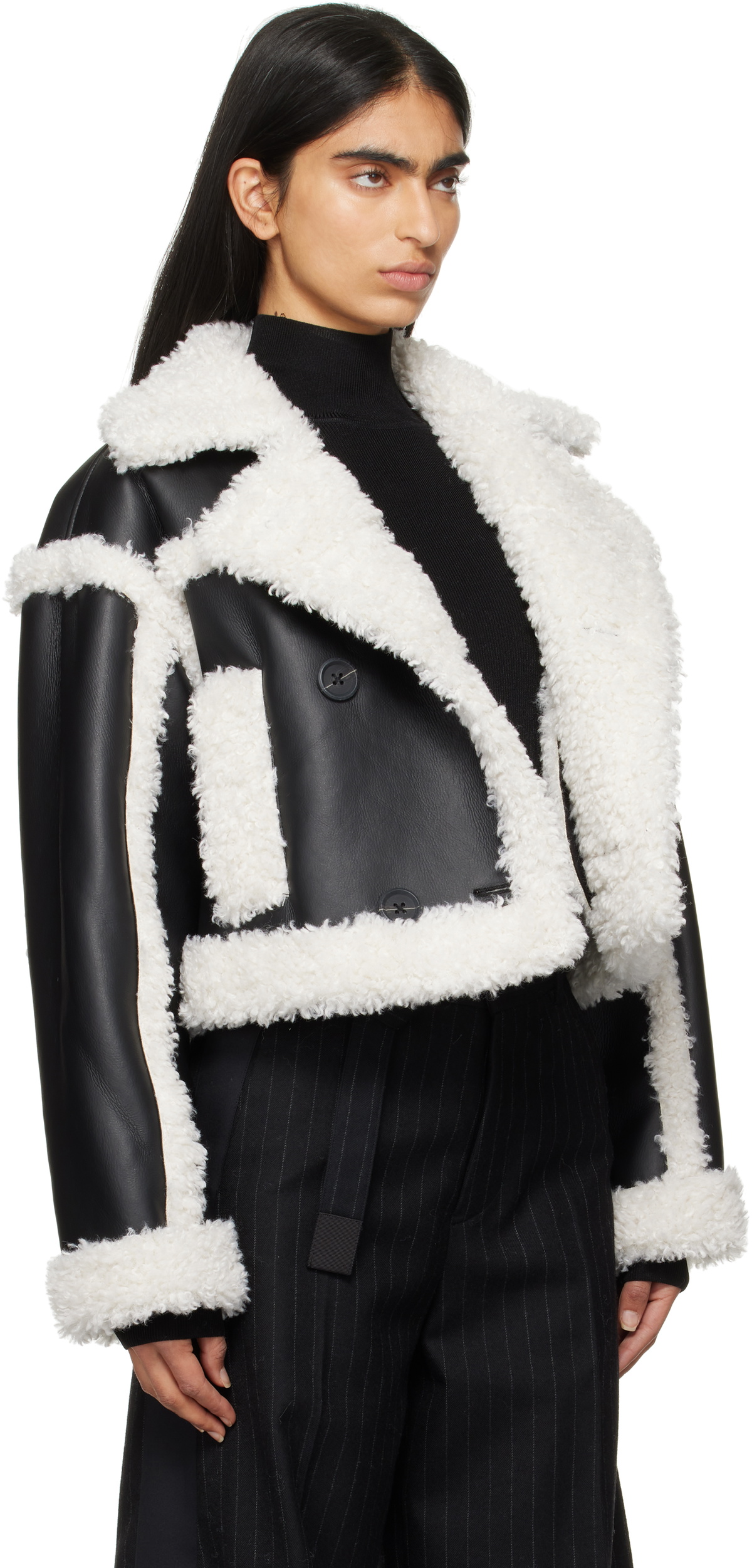 Stand Studio Black & Off-White Kristy Faux-Shearling Jacket Stand Studio