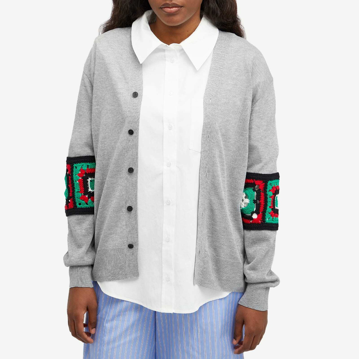 TOGA Women's Crochet Knit Cardigan in Grey Toga Pulla