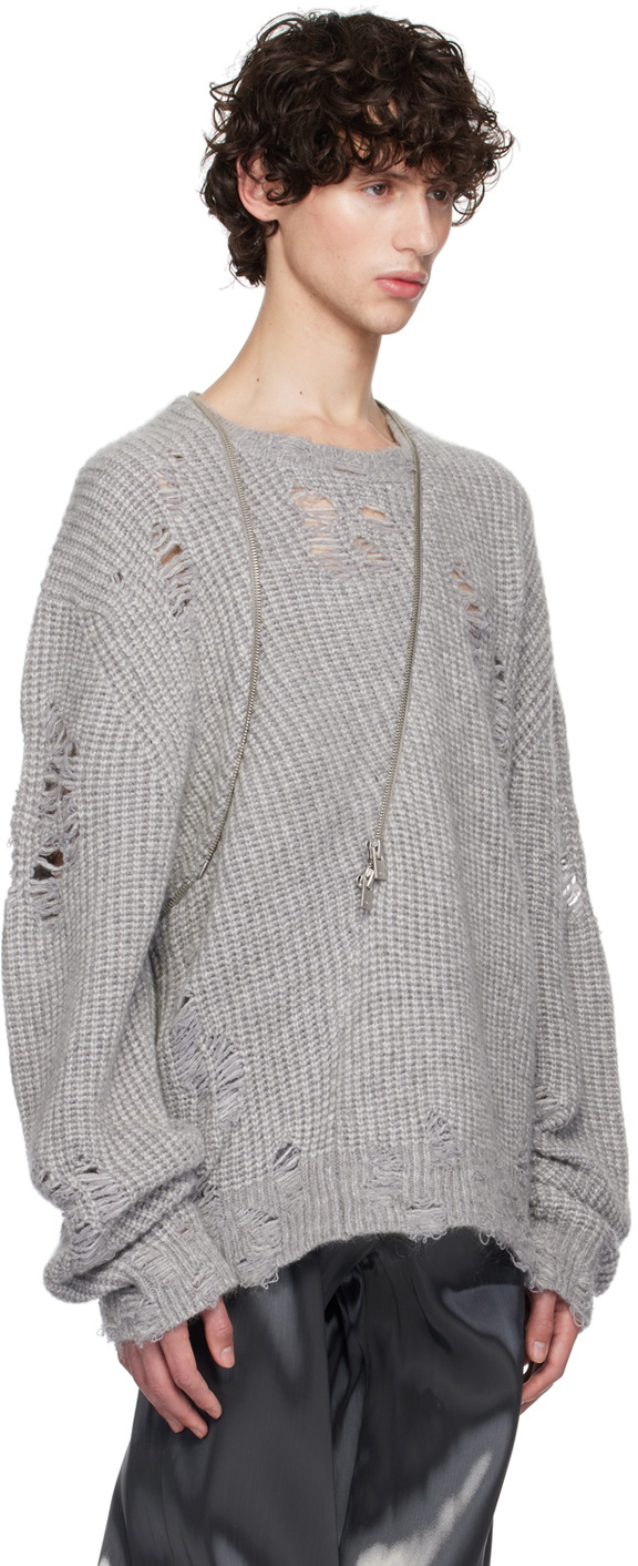 HELIOT EMIL Gray Distressed Sweater Heliot Emil