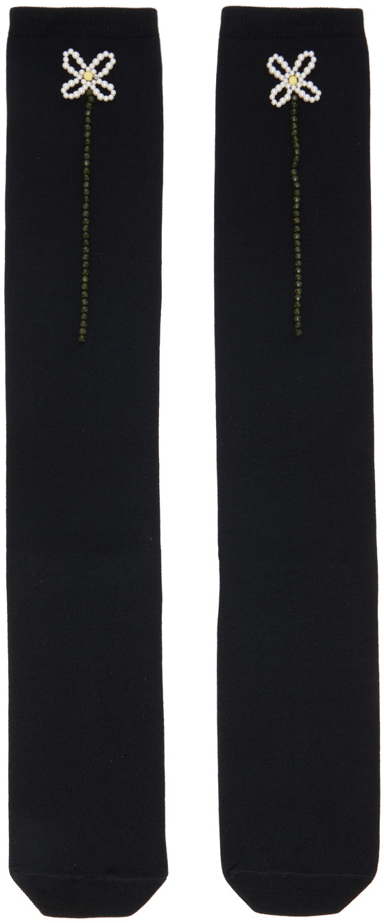 Simone Rocha Black Beaded Socks Simone Rocha