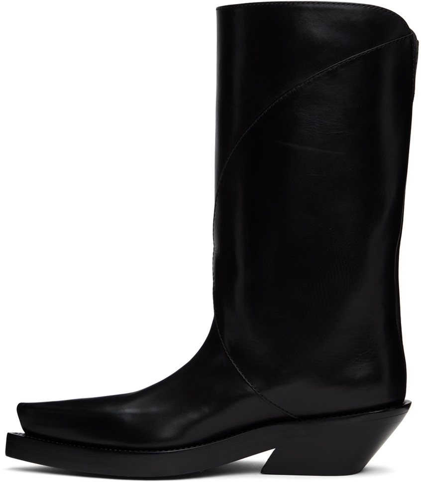 Mugler Black Leather Santiag Boots Mugler