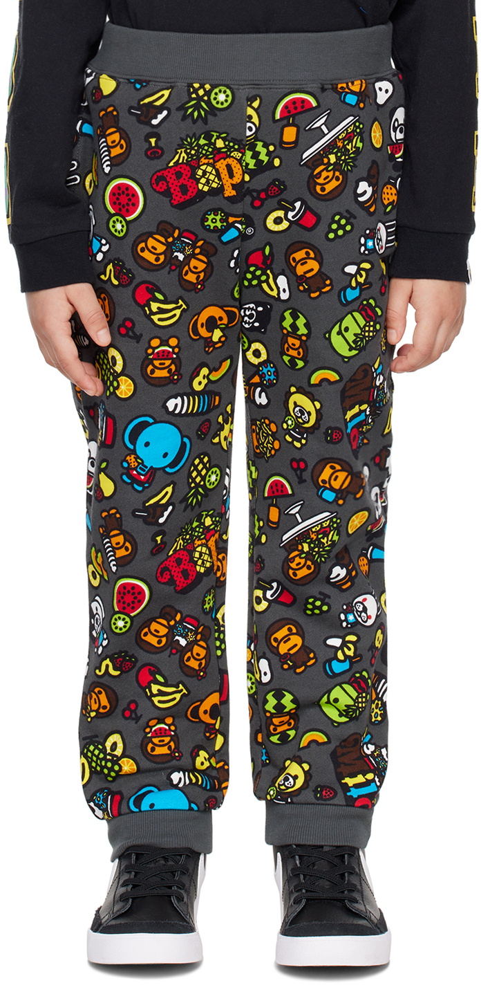 BAPE Kids Gray Baby Milo Mixed Fruit Sweatpants A Bathing Ape