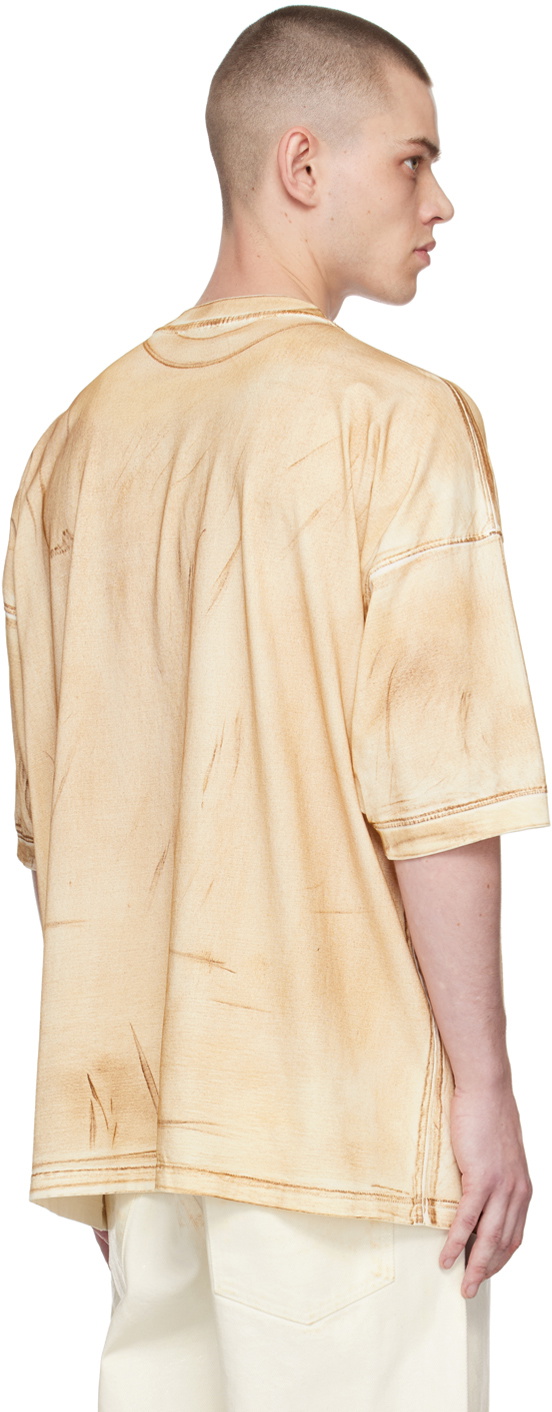 We11done White & Beige Washed Print T-Shirt We11done