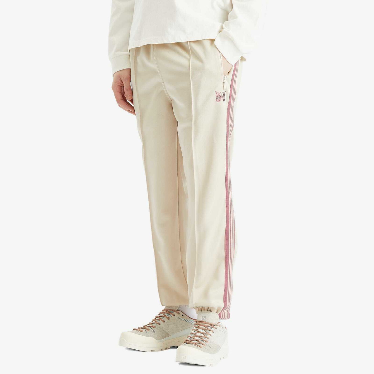 Needles Men's Poly Smooth Zipped Track Pant in Ivory Needles