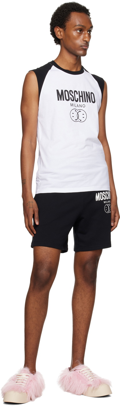 Moschino White Double Smiley Tank Top Moschino