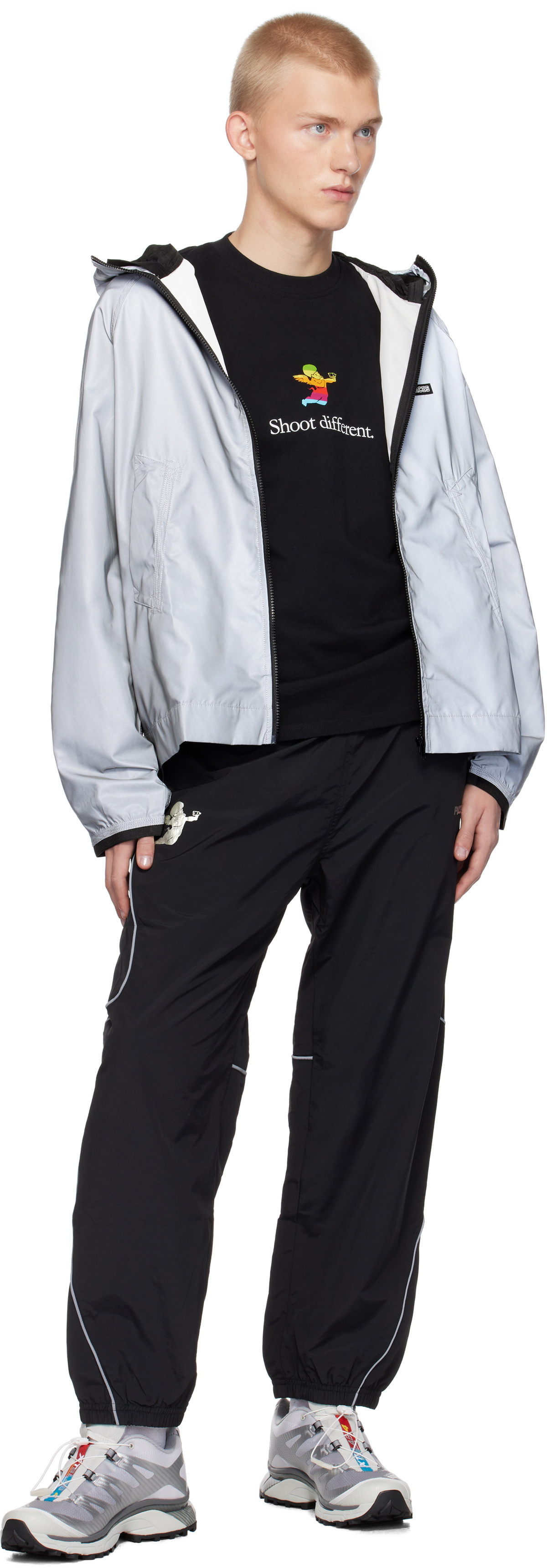 PLACES+FACES Gray Reflective Windbreaker Jacket PLACES+FACES