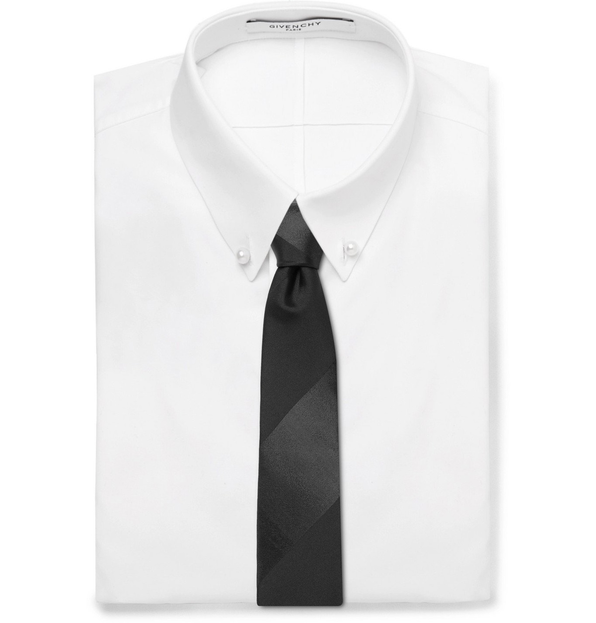 Givenchy - 6.5cm Logo-Embroidered Striped Silk Tie - Black Givenchy