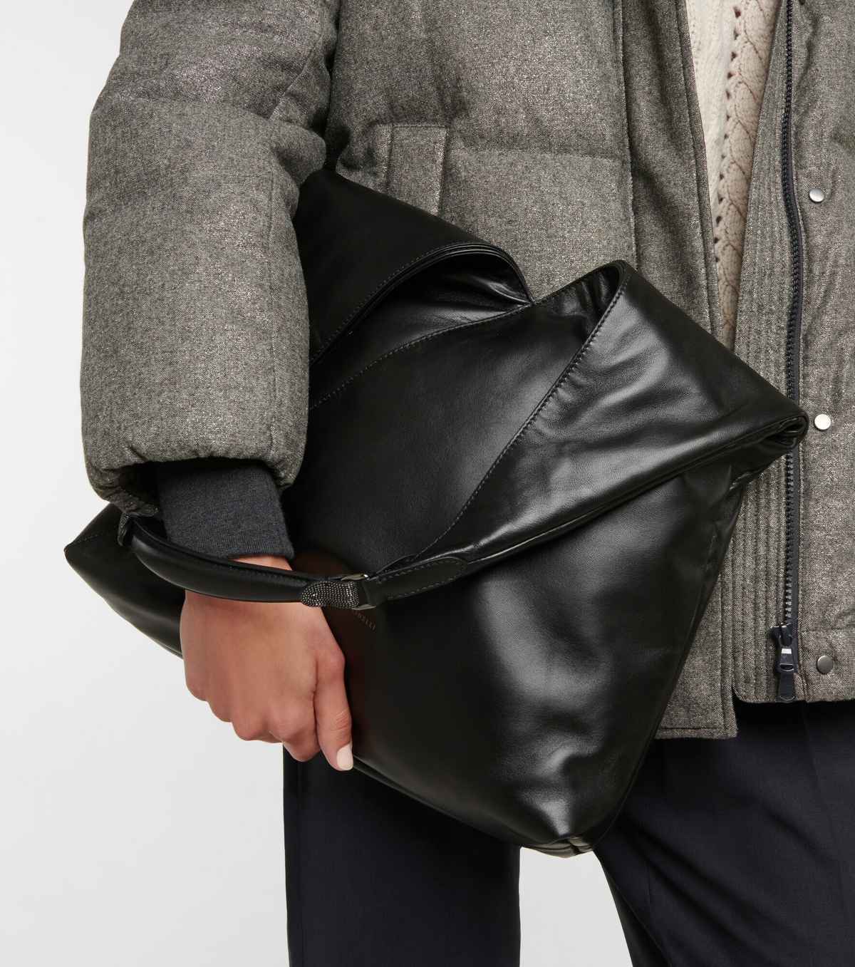 Brunello Cucinelli - Embellished leather shoulder bag Brunello Cucinelli