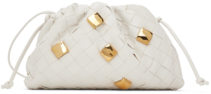 Bottega Veneta White Mini Hardware Clutch Bottega Veneta
