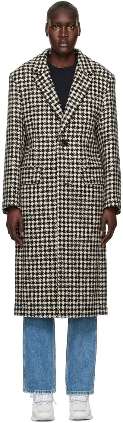 AMI Alexandre Mattiussi Black & Off-White Two Buttons Structured Coat ...