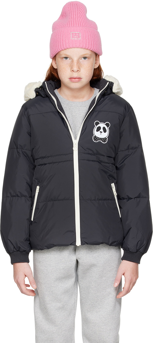 Mini Rodini Kids Black Panda Puffer Jacket Mini Rodini