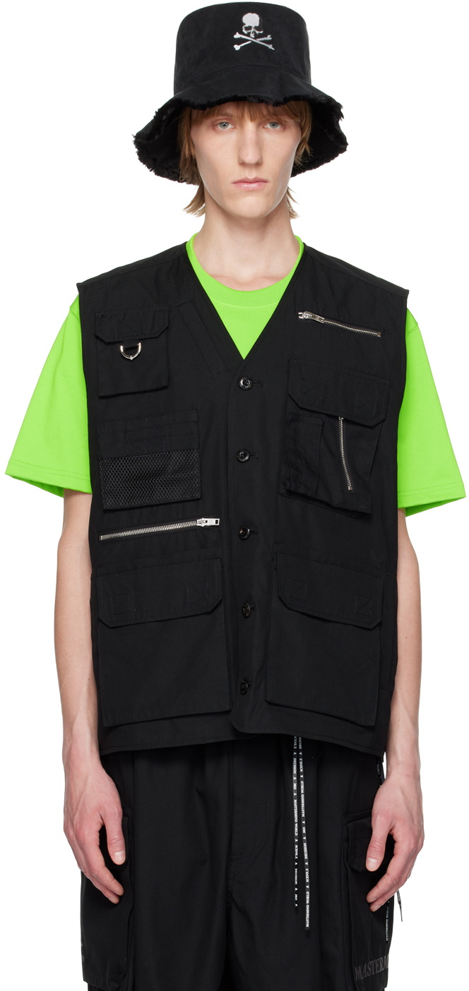 mastermind WORLD Black Multi-Pocket Vest MASTERMIND WORLD