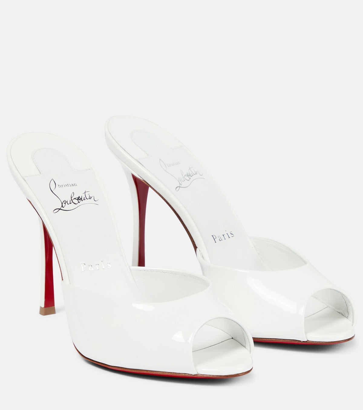 Christian Louboutin Bridal Me Dolly patent leather mules Christian ...