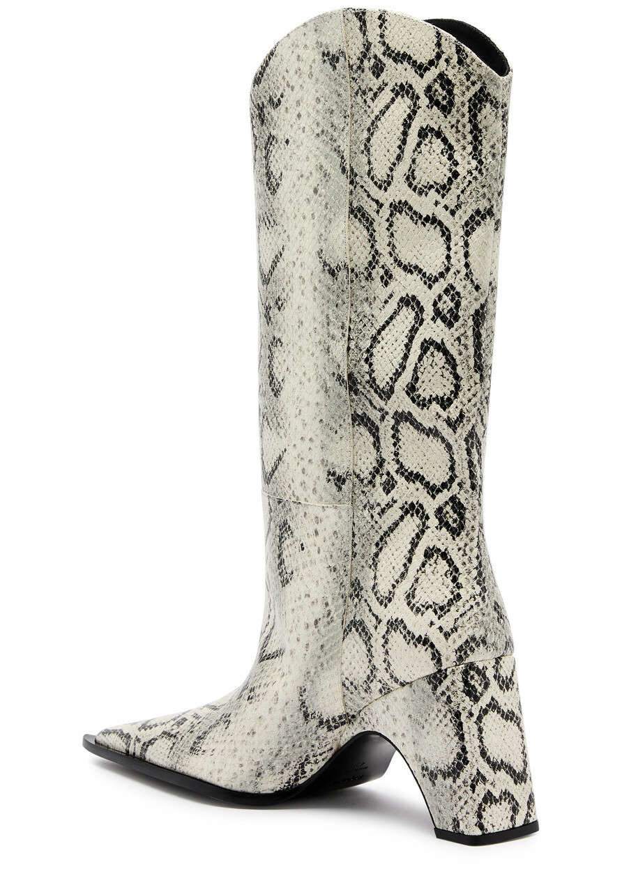 Coperni Bridge 85 Python-effect Leather Mid-calf Cowboy Boots White And ...