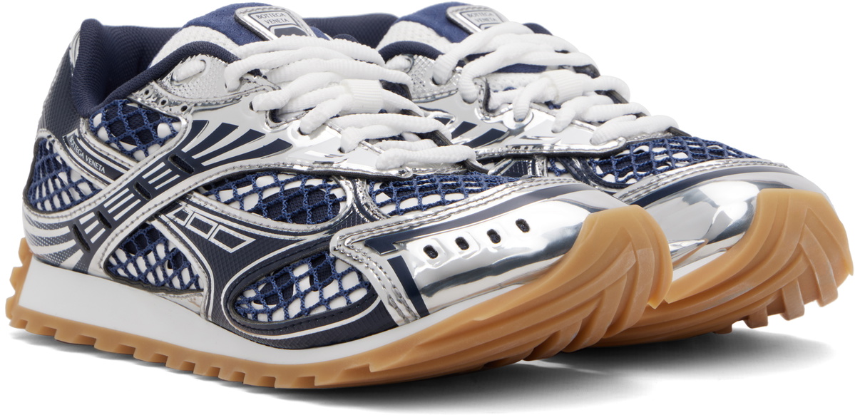 Bottega Veneta Navy & Silver Orbit Sneakers Bottega Veneta