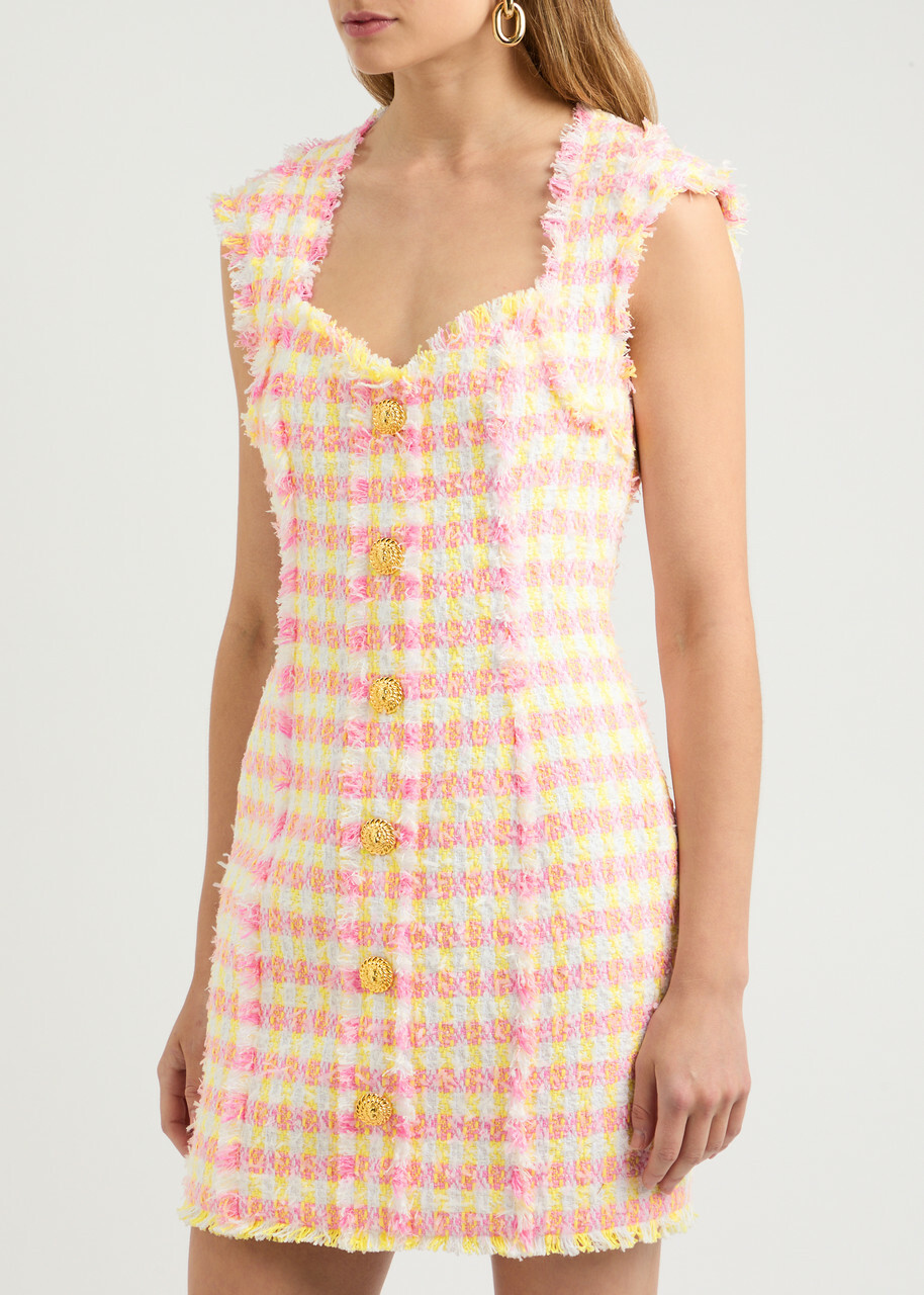 Balmain Checked Tweed Mini Dress Multicoloured 1 Balmain