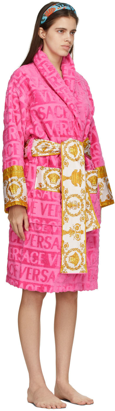 Versace Underwear Pink I Heart Baroque Bath Robe Versace Underwear