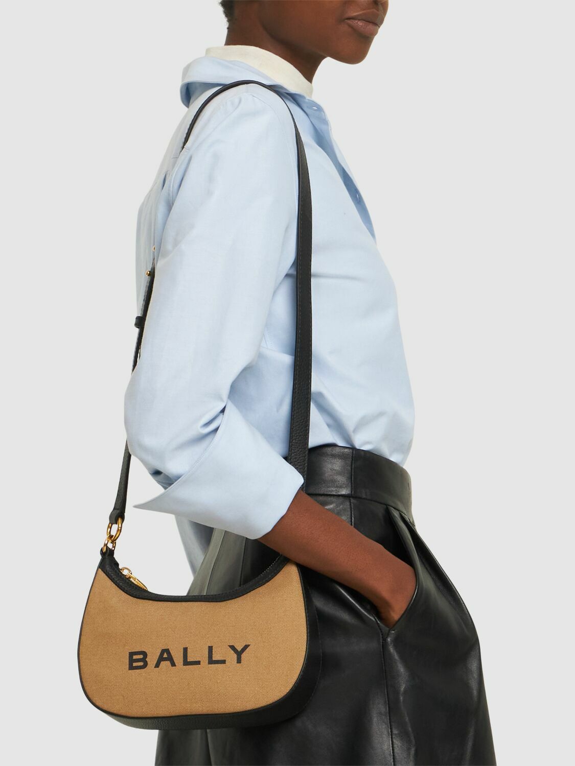 BALLY - Bar Ellipse Logo Canvas Shoulder Bag Bally