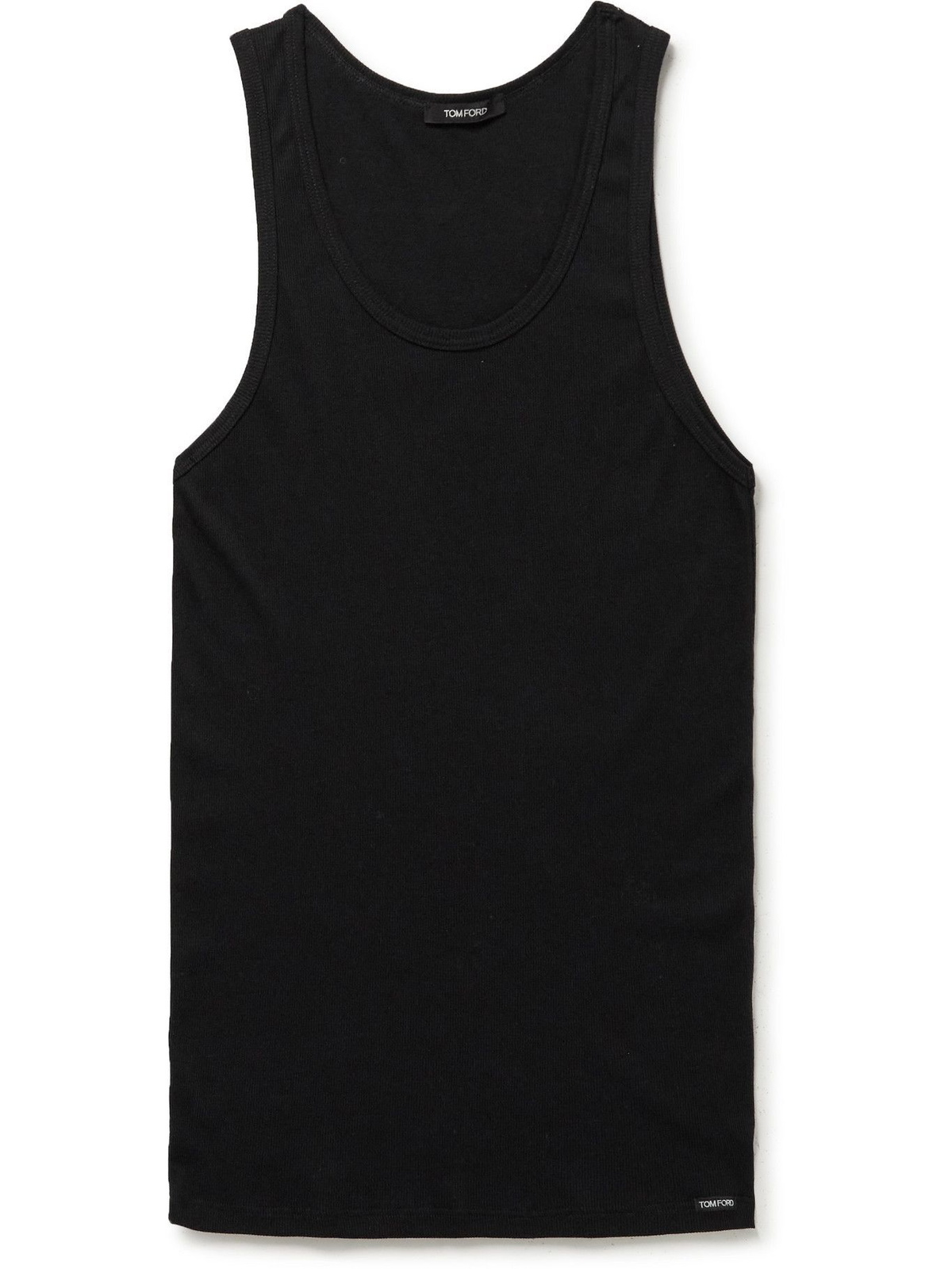 TOM FORD - Ribbed Cotton and Modal-Blend Tank Top - Black TOM FORD