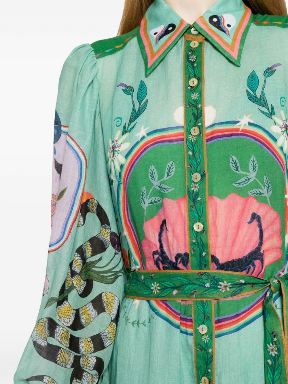 ALEMAIS Multicolour Evergreen Artwork-Print Dress ALÉMAIS