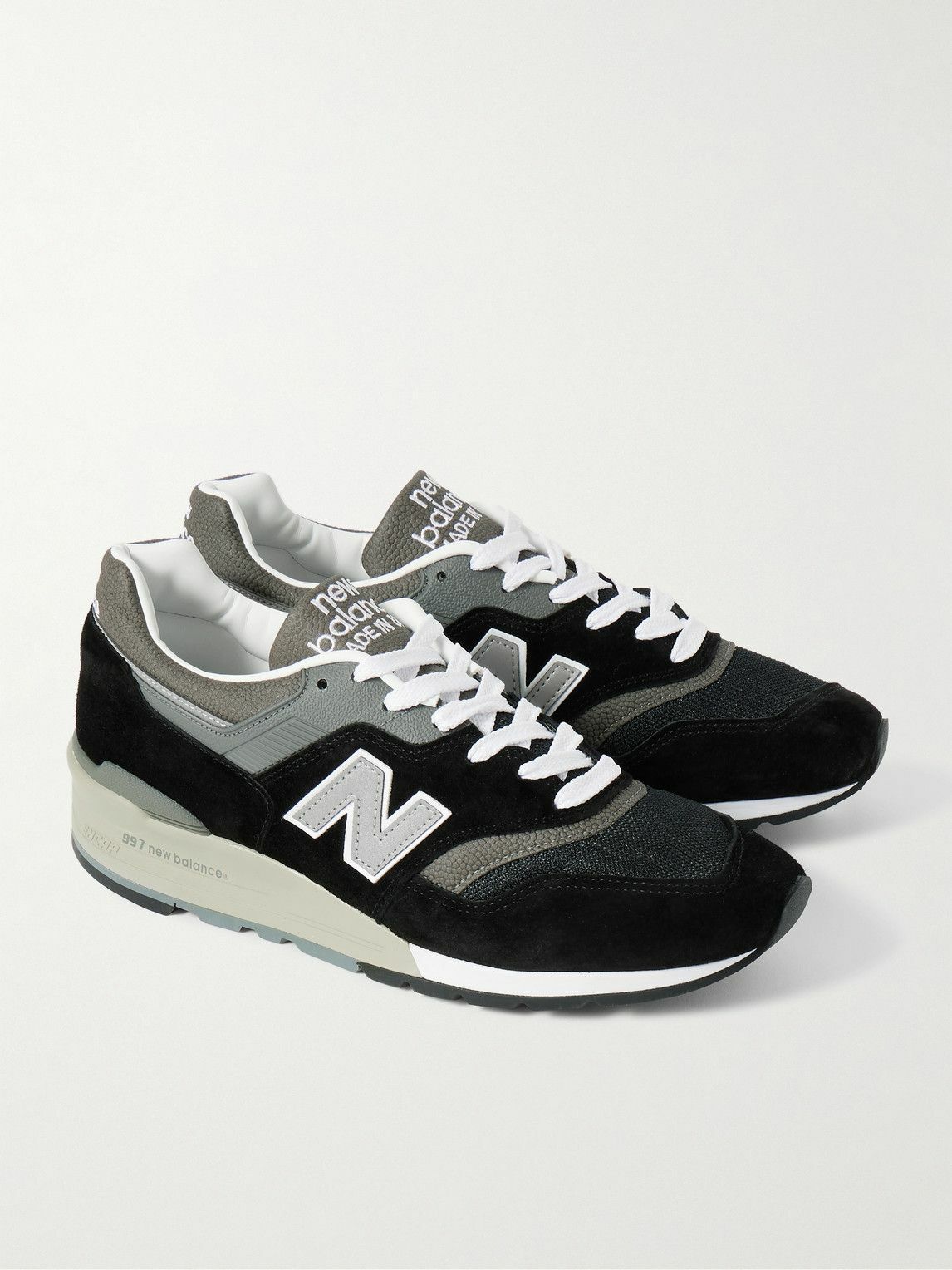 New Balance - MiUS 997 Suede, Mesh and Leather Sneakers - Black New Balance
