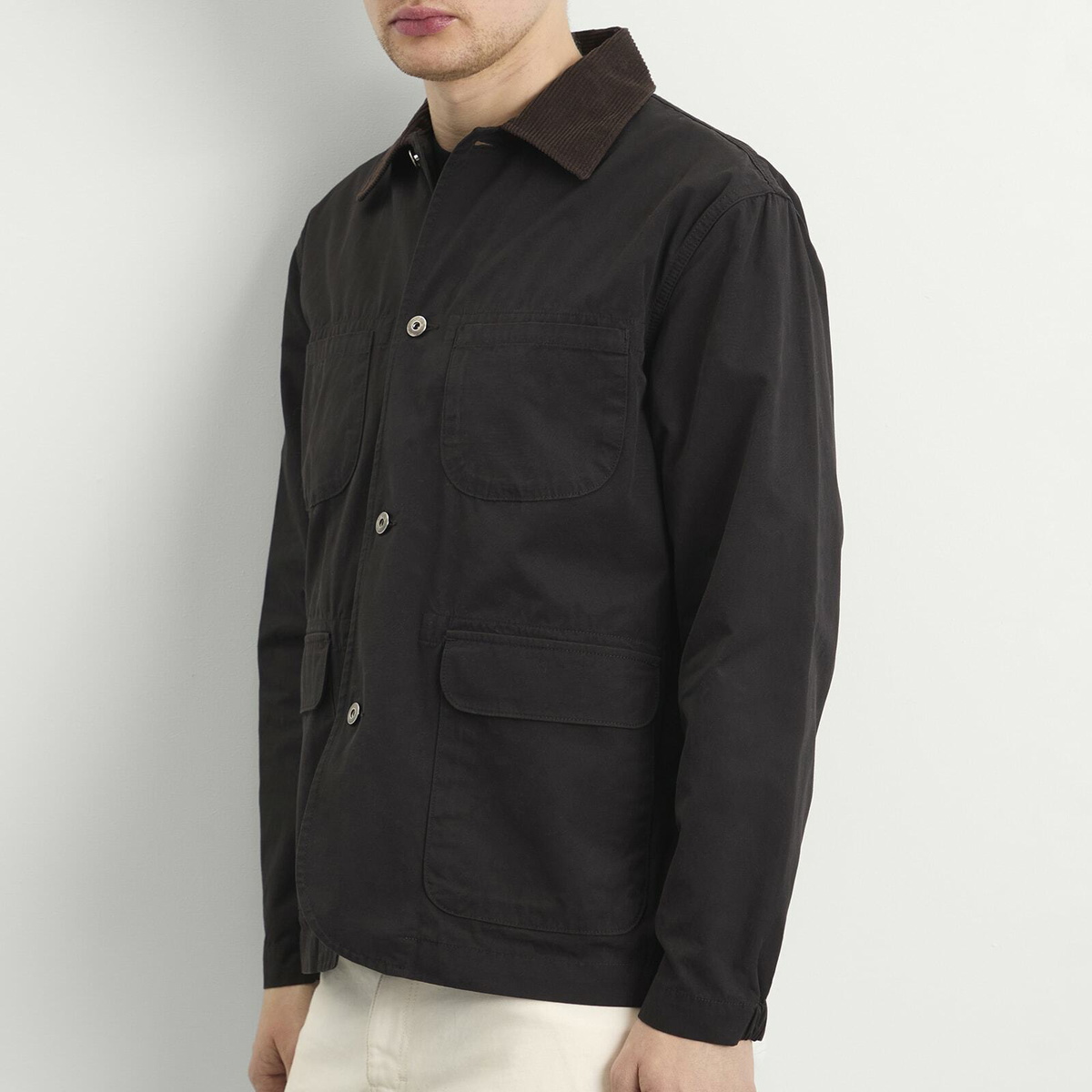 Universal Works Men's Summer Canvas Labour Jacket in Licorice Universal ...
