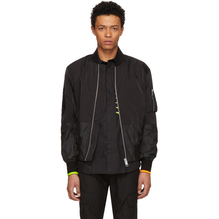 Versus Black Neon Patch Bomber Jacket Versus