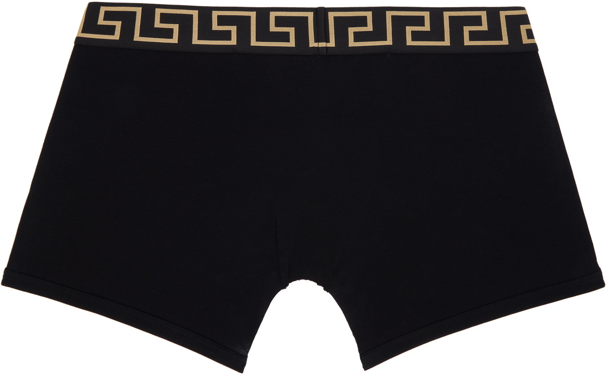 Versace Two-Pack Black Greca Border Long Boxer Briefs Versace