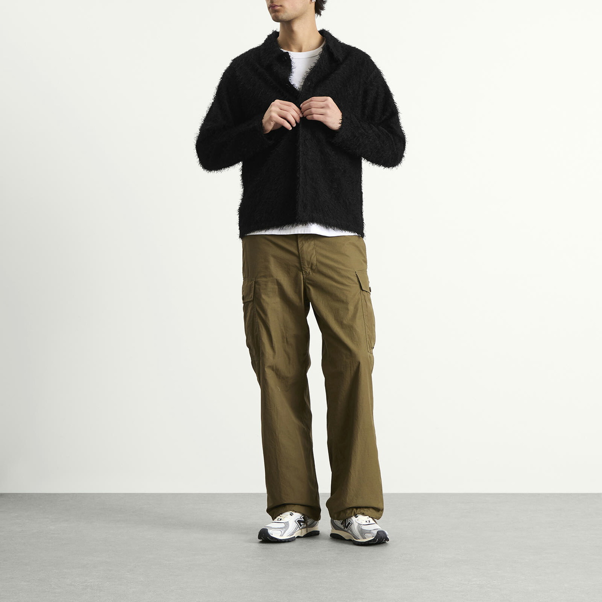 BEAMS Men's Fringe Overshirt in Black Beams Boy