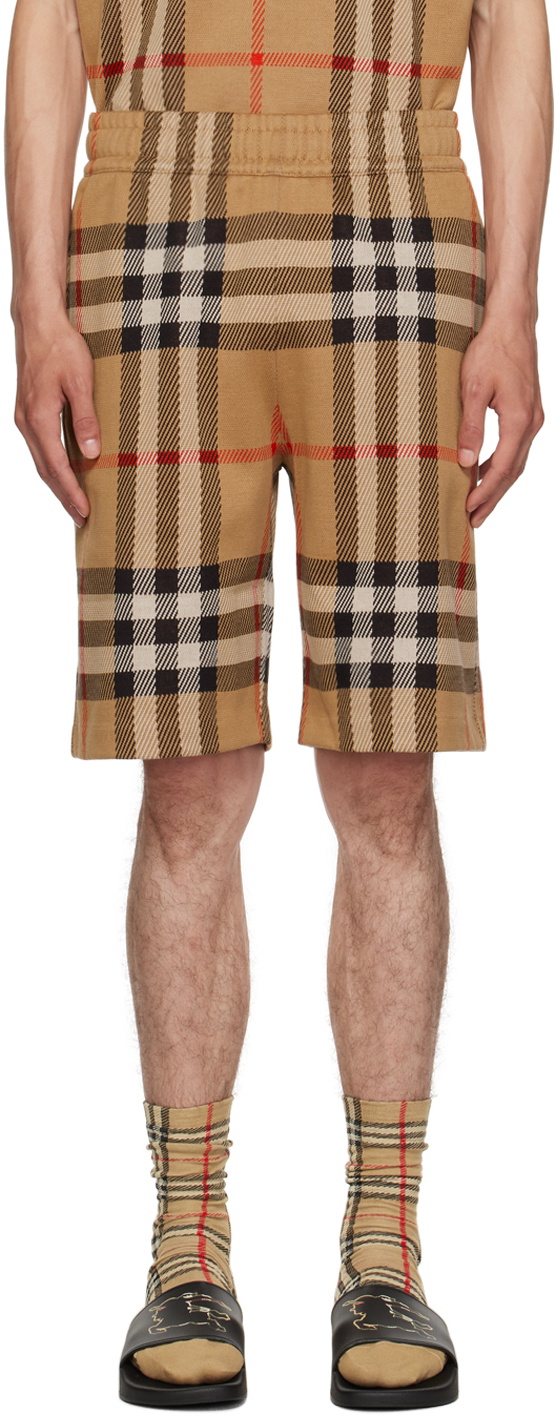 Burberry Beige Check Shorts Burberry
