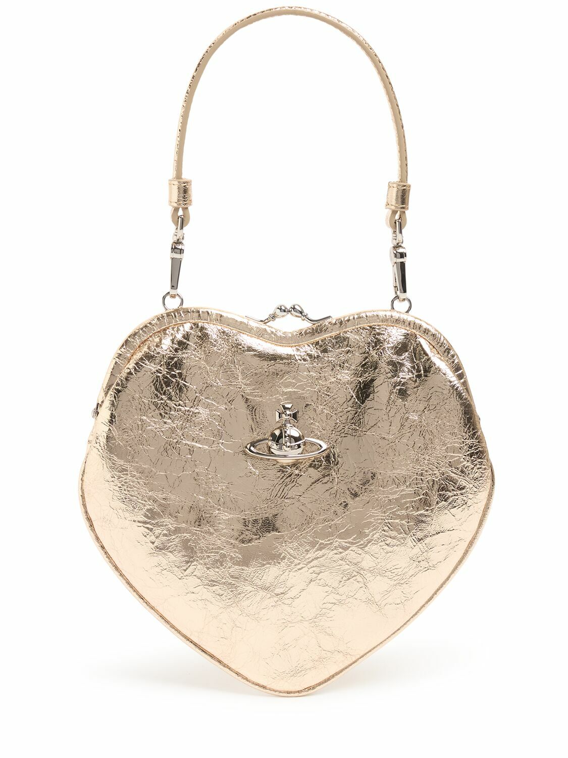 VIVIENNE WESTWOOD Belle Heart Frame Metallic Crinkle Purse Vivienne Westwood