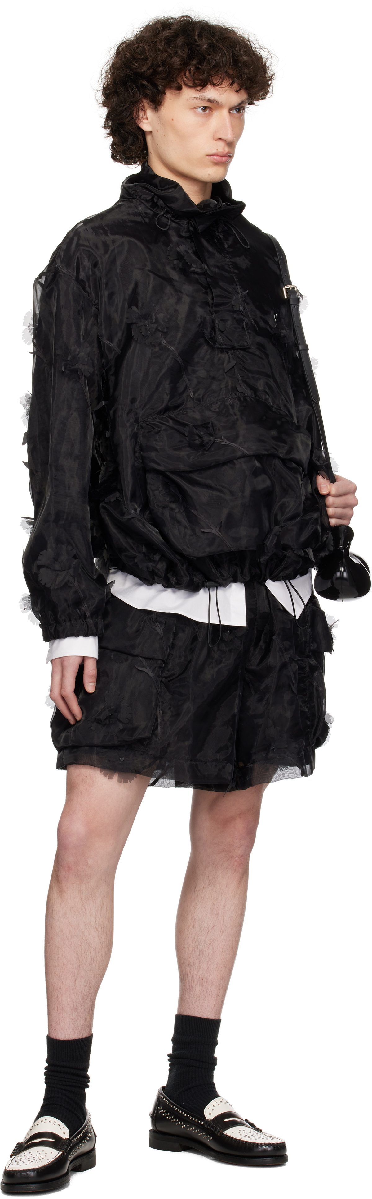 Simone Rocha Black Layered Flap Cargo Shorts Simone Rocha