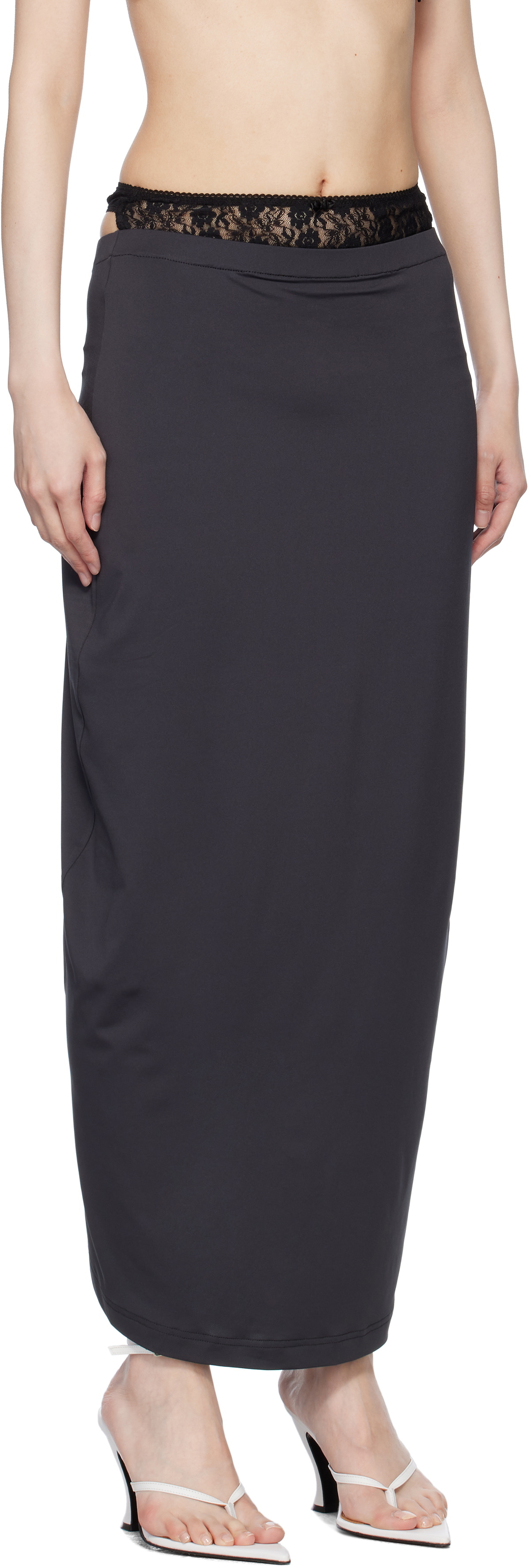 Pushbutton Navy Lace Layered Maxi Skirt Pushbutton