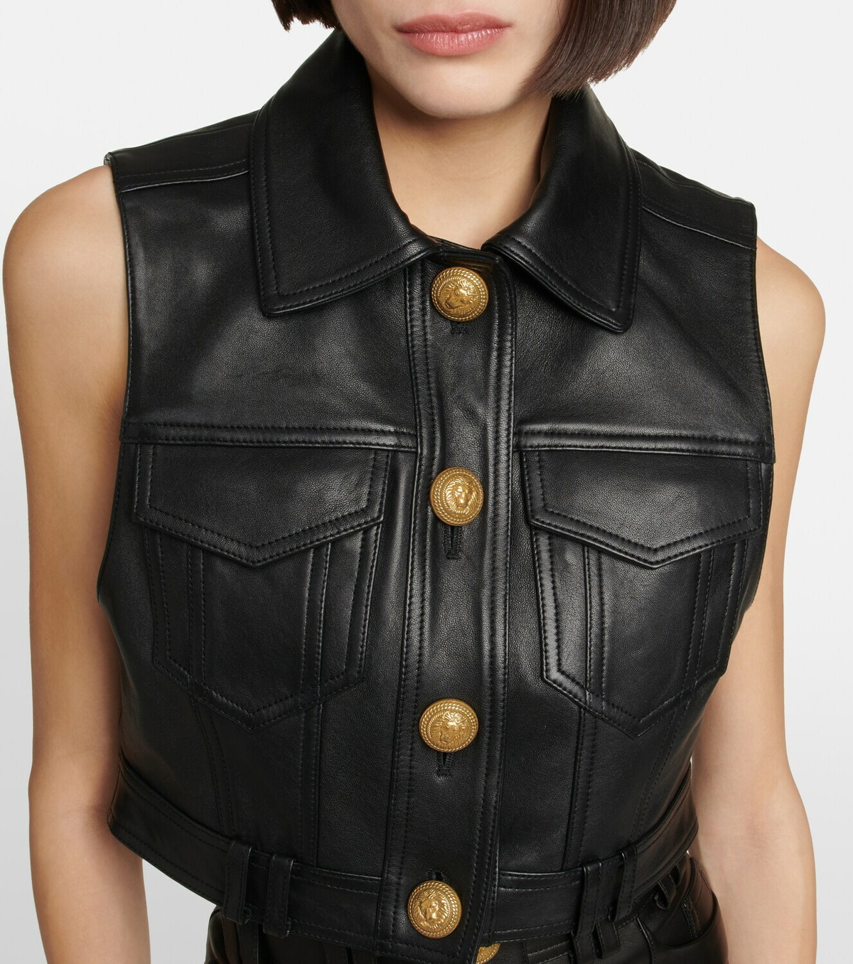 Balmain - Cropped leather vest Balmain