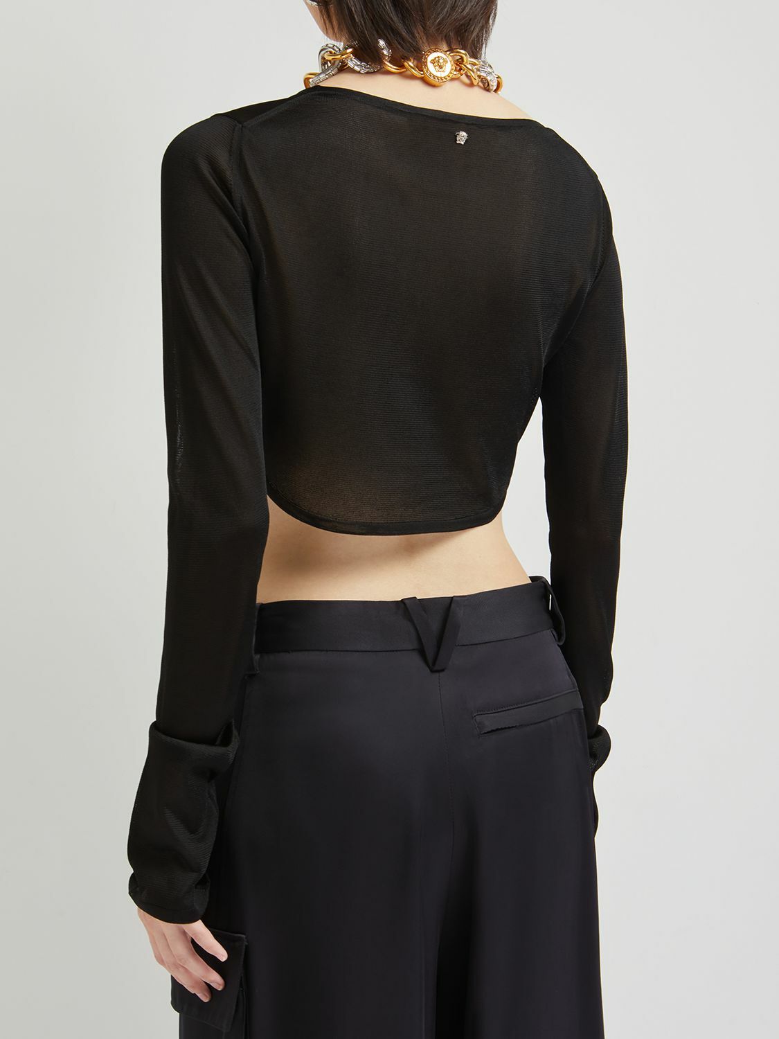 VERSACE - Viscose Knit Cropped Cardigan W/ Button Versace