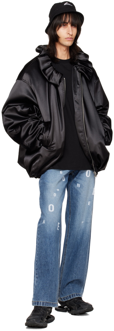 We11done Black Gathered Bomber Jacket We11done