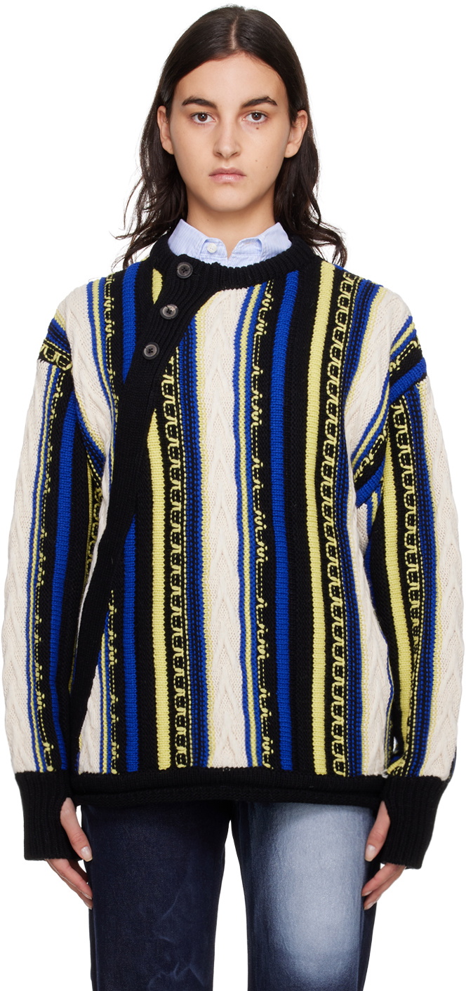 ADER error Blue & Yellow Buttoned Sweater ADER error