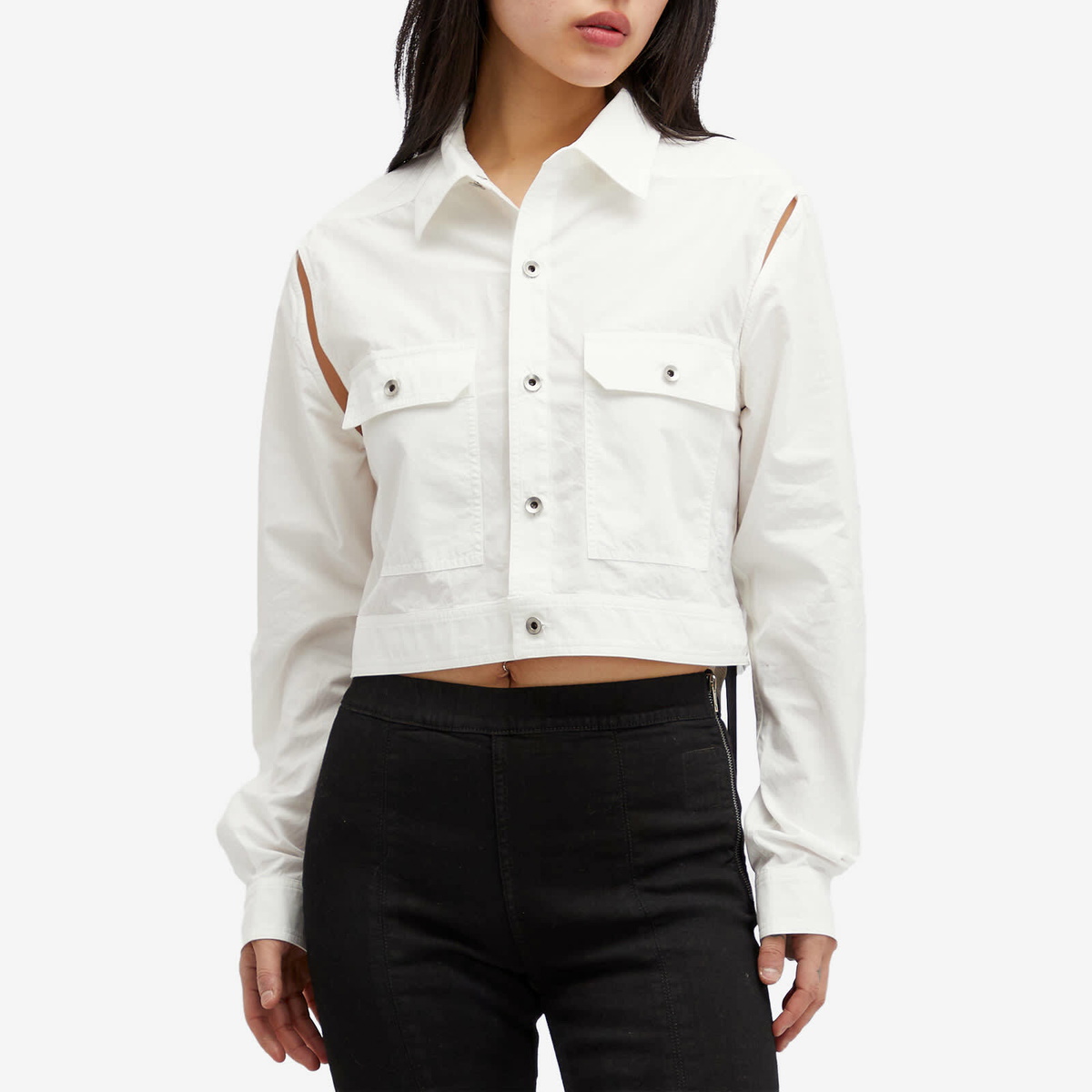 Rick Owens DRKSHDW Women's Denim Cape Jacket in Milk Rick Owens Drkshdw