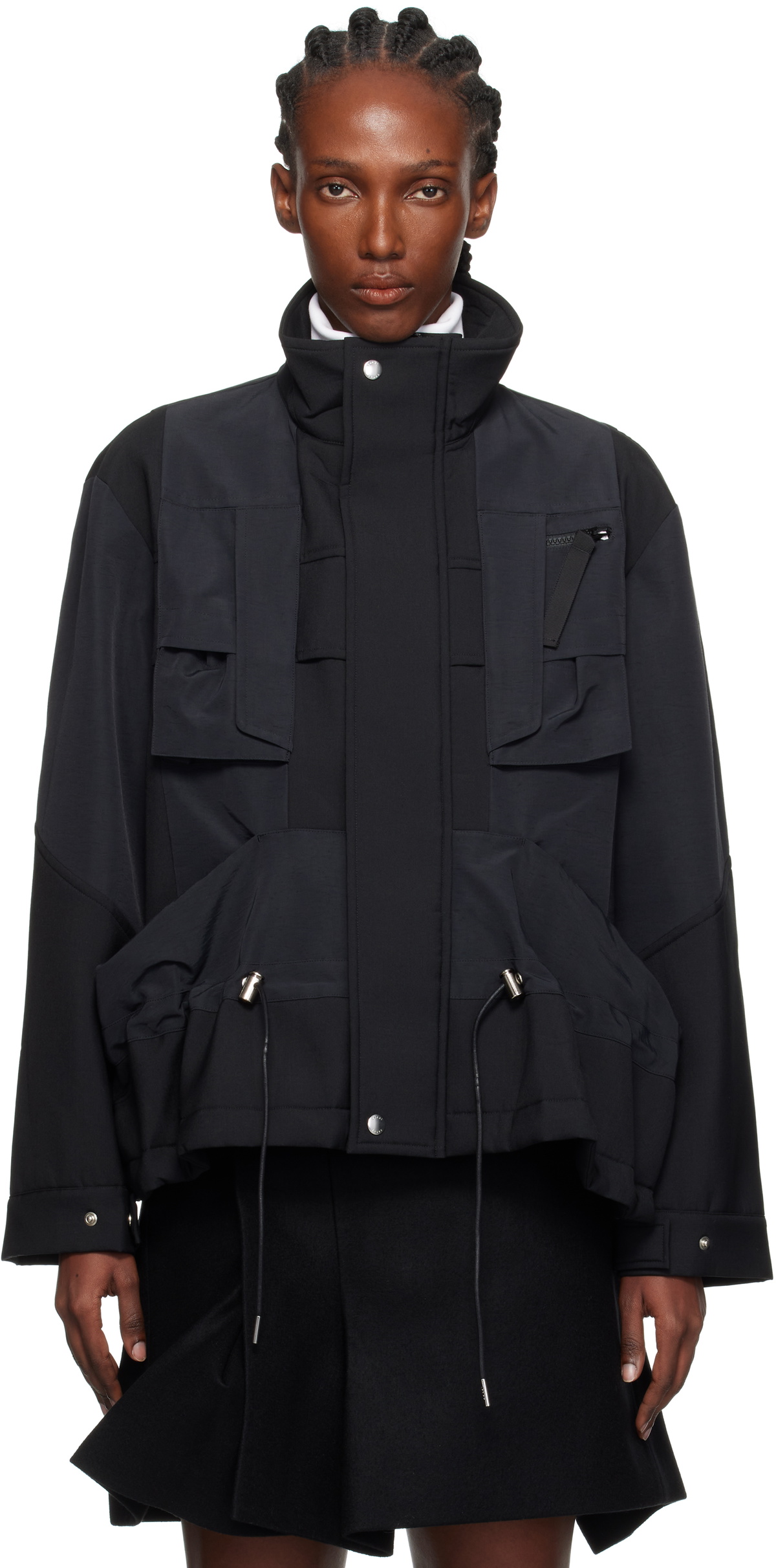 sacai Black Suiting Bonding x Grosgrain Jacket Sacai
