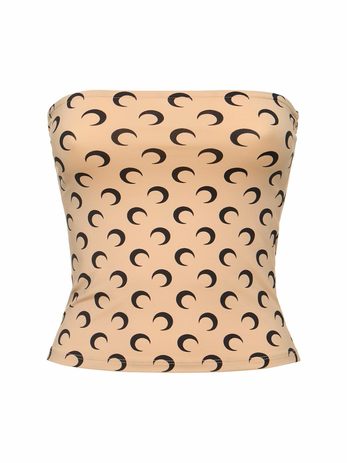 MARINE SERRE Moon Printed Jersey Strapless Tube Top Marine Serre