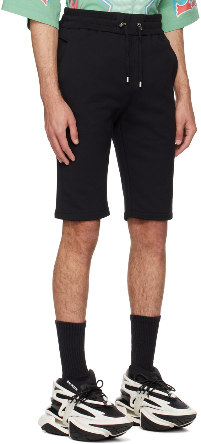 Balmain Black Flocked Shorts Balmain