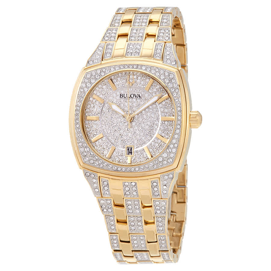 Bulova Phantom Crystal Pave Dial Mens Watch 98B323 Bulova