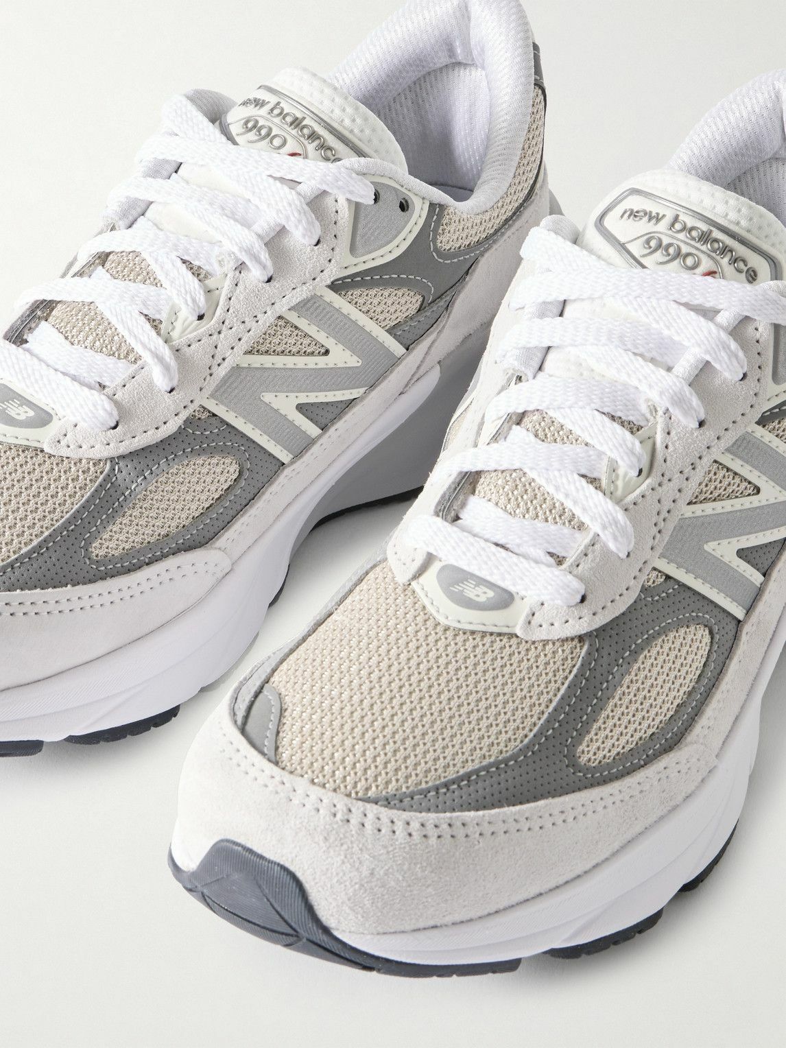 New Balance - 990v6 Leather-Trimmed Suede and Mesh Sneakers - Gray New ...