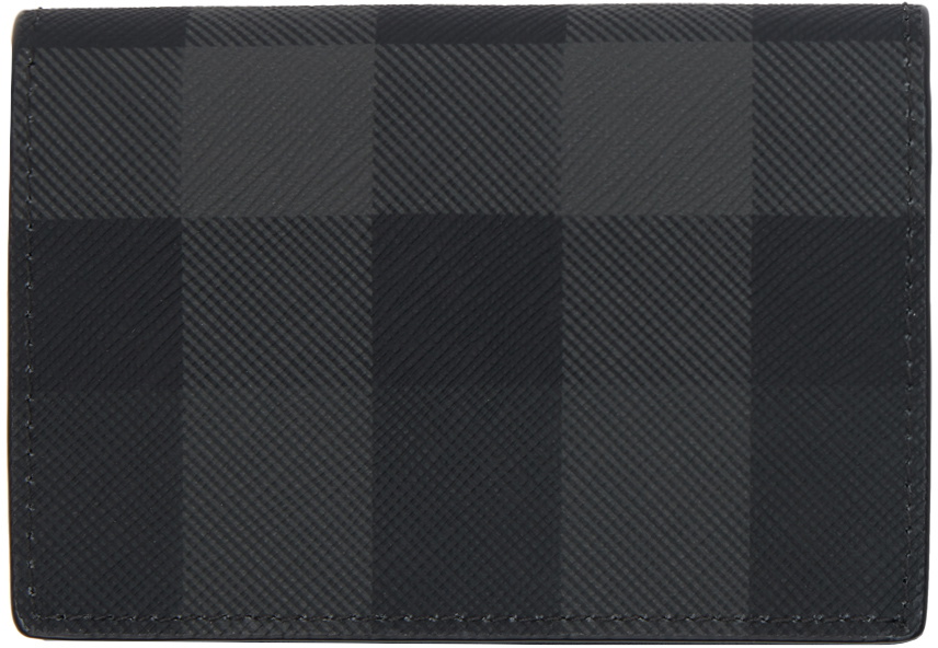 Burberry Black Check & Leather Folding Card Holder Burberry