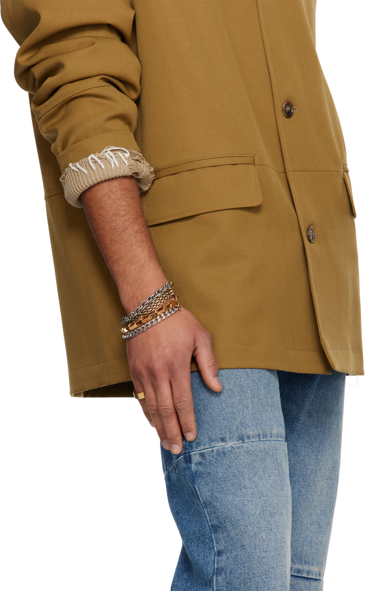 MM6 Maison Margiela Silver & Gold Mixed Chain Bracelet MM6 Maison Margiela