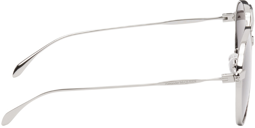 Alexander McQueen Silver Skull Aviator Sunglasses Alexander McQueen