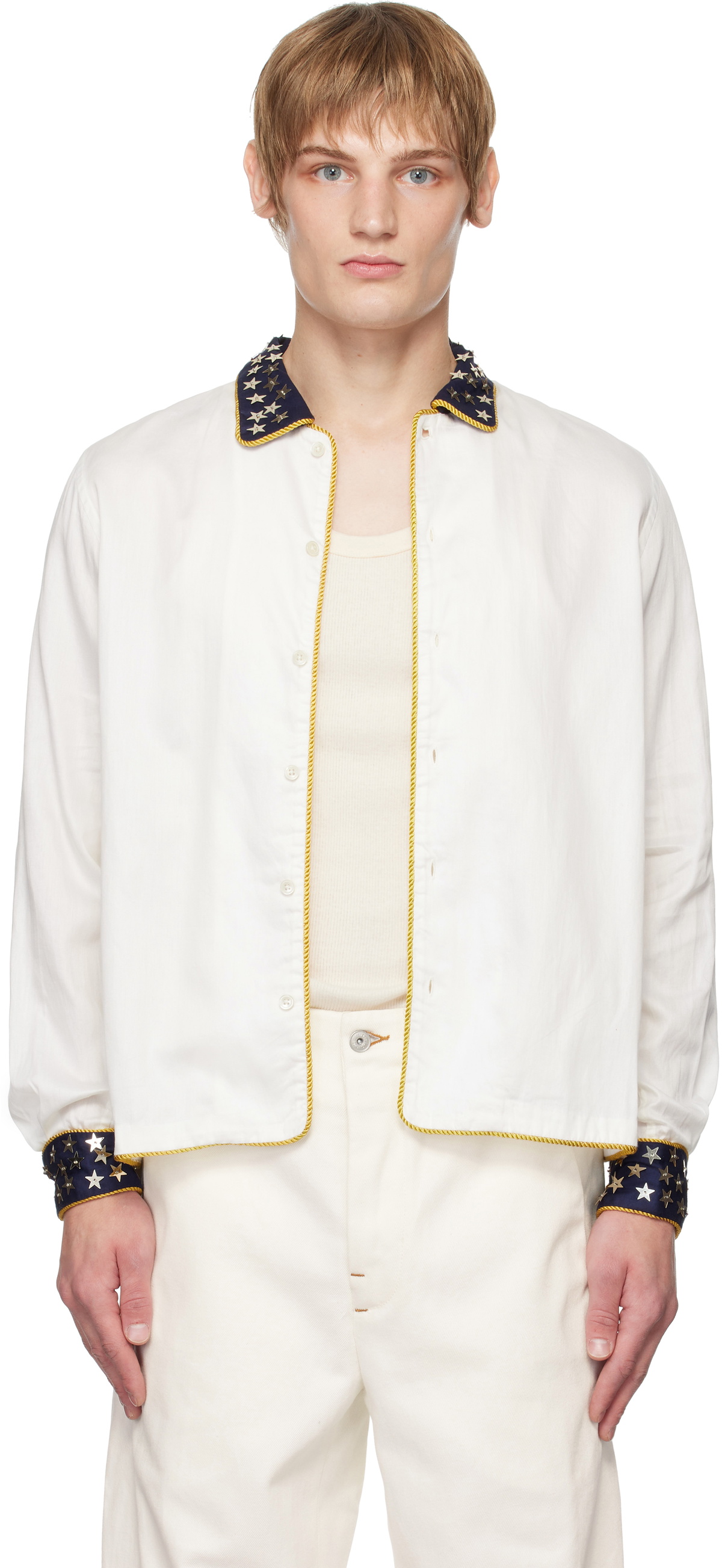 Bode Off-White Starry Pageant Shirt Bode