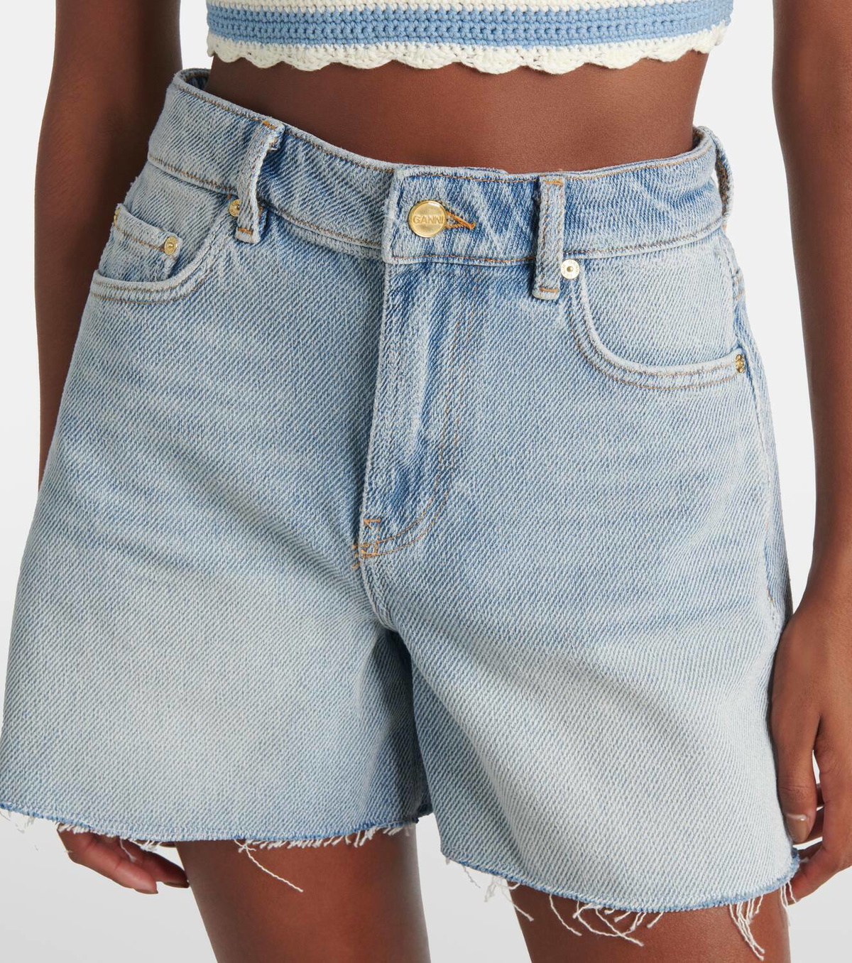 Ganni High-rise denim shorts GANNI